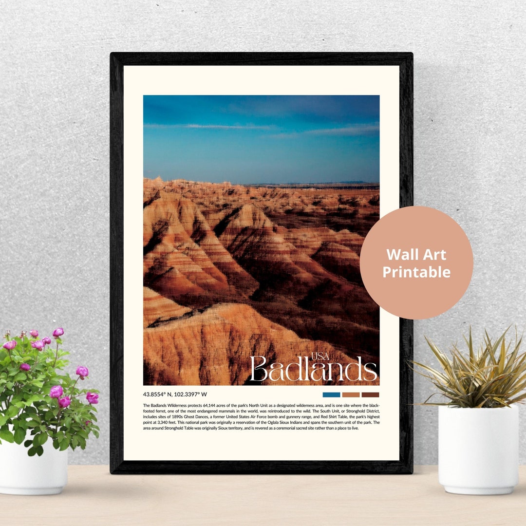 Badlands Print Digital Wall Art Badlands Wall Art Badlands Poster ...