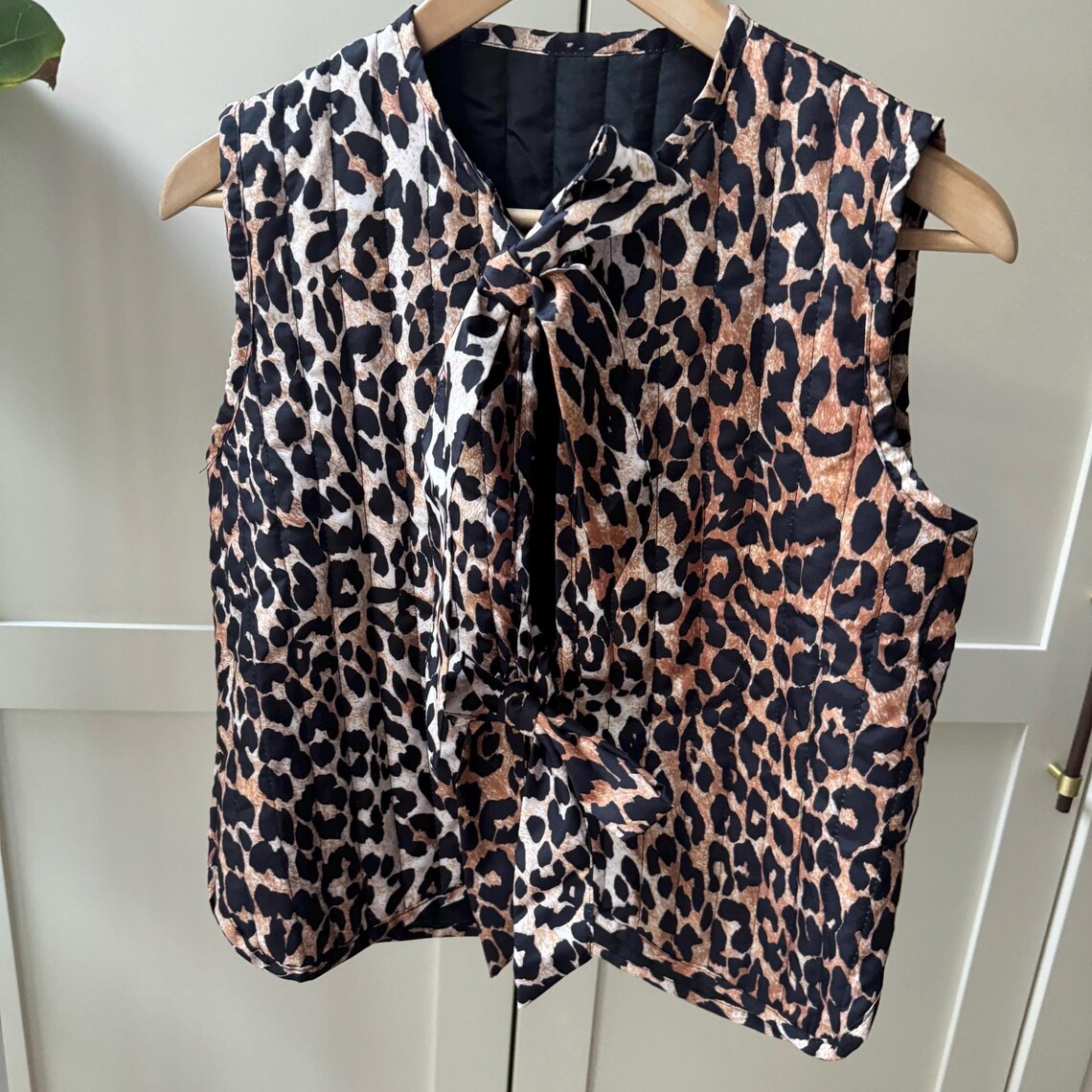 Leopard Print Quilted Waistcoat Jacket With Bows. - Etsy