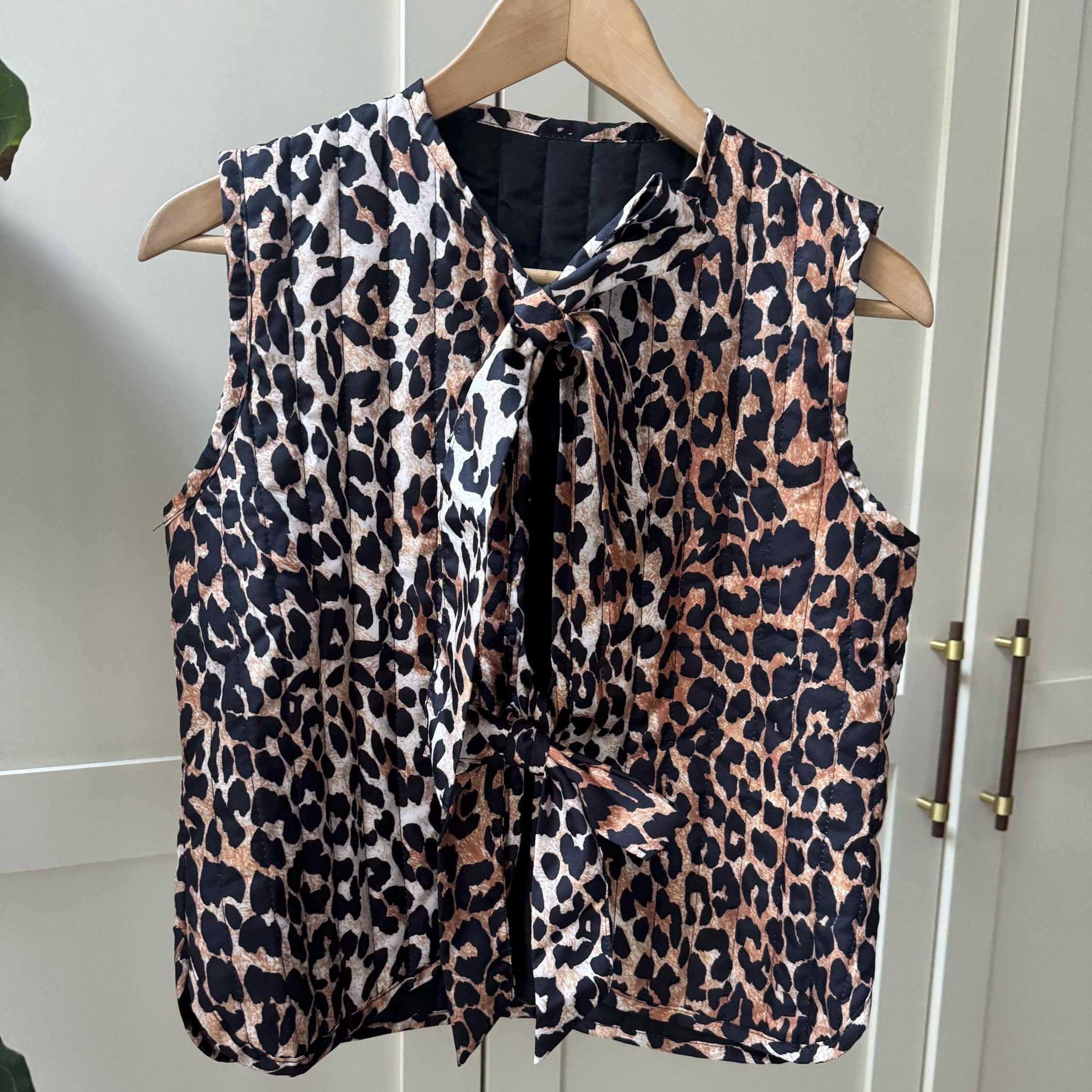 Leopard Print Quilted Waistcoat Jacket With Bows. - Etsy