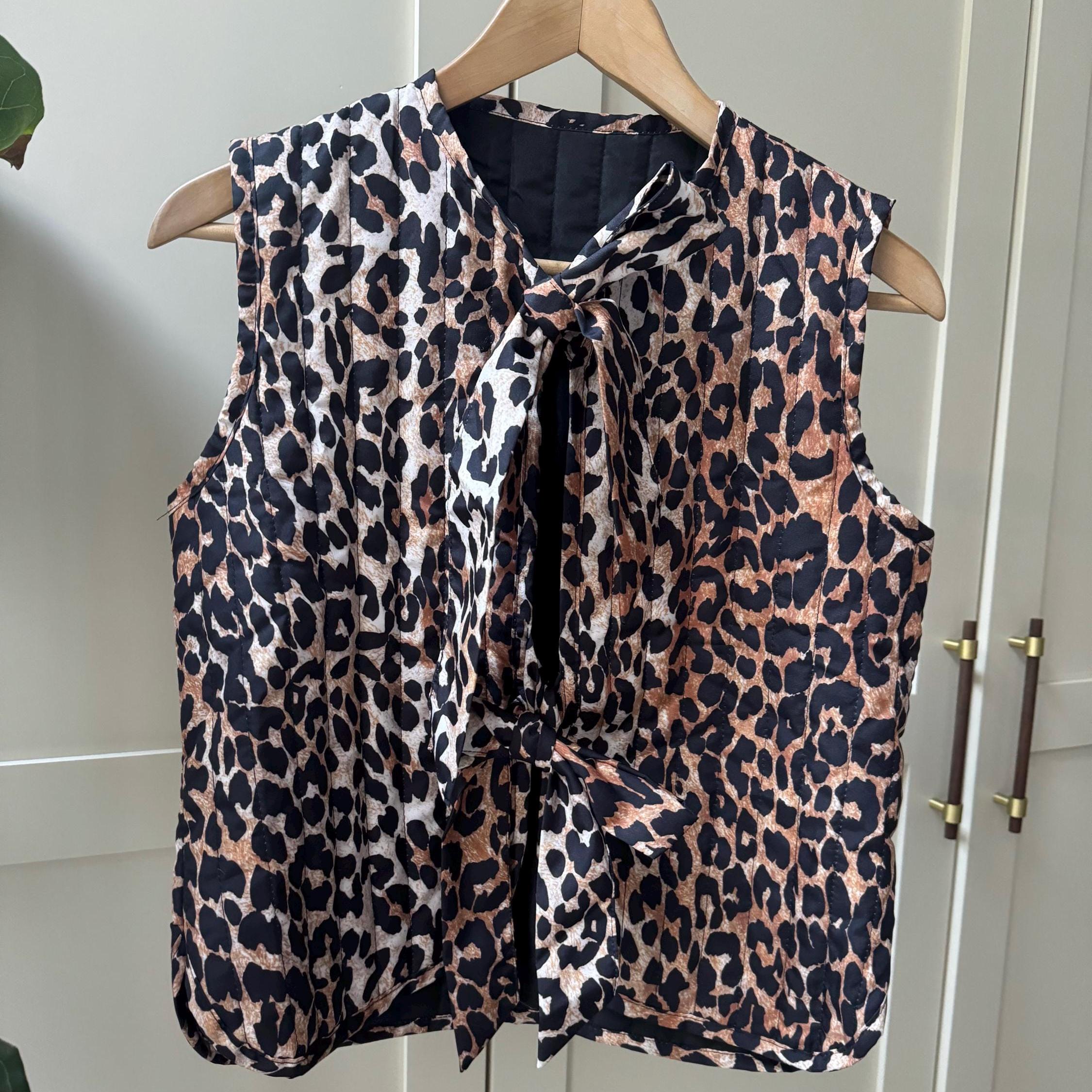 Leopard Print Quilted Waistcoat Jacket With Bows. - Etsy