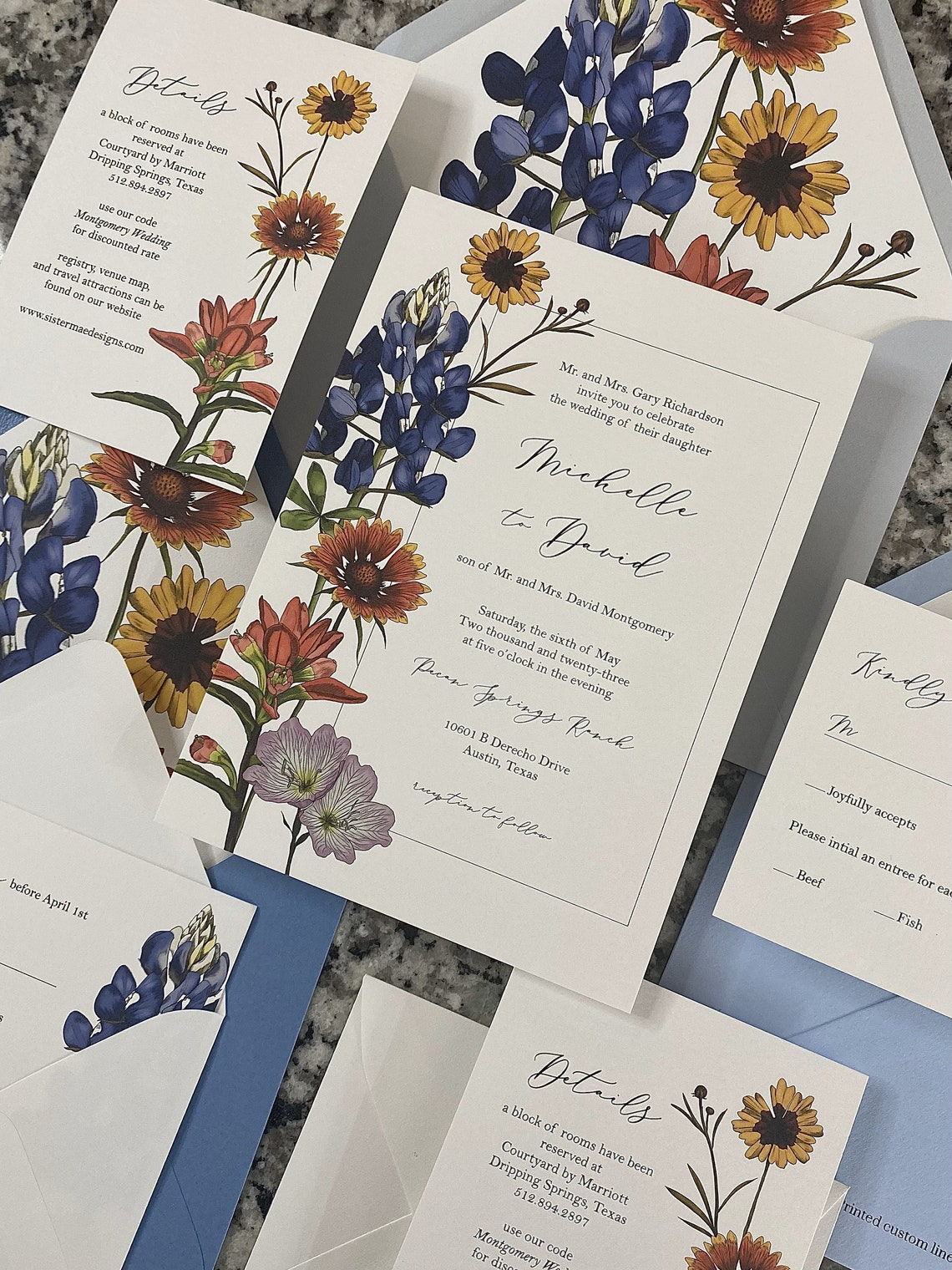 Texas Wildflower Wedding Invitation, 6 Piece Wedding Set - Etsy