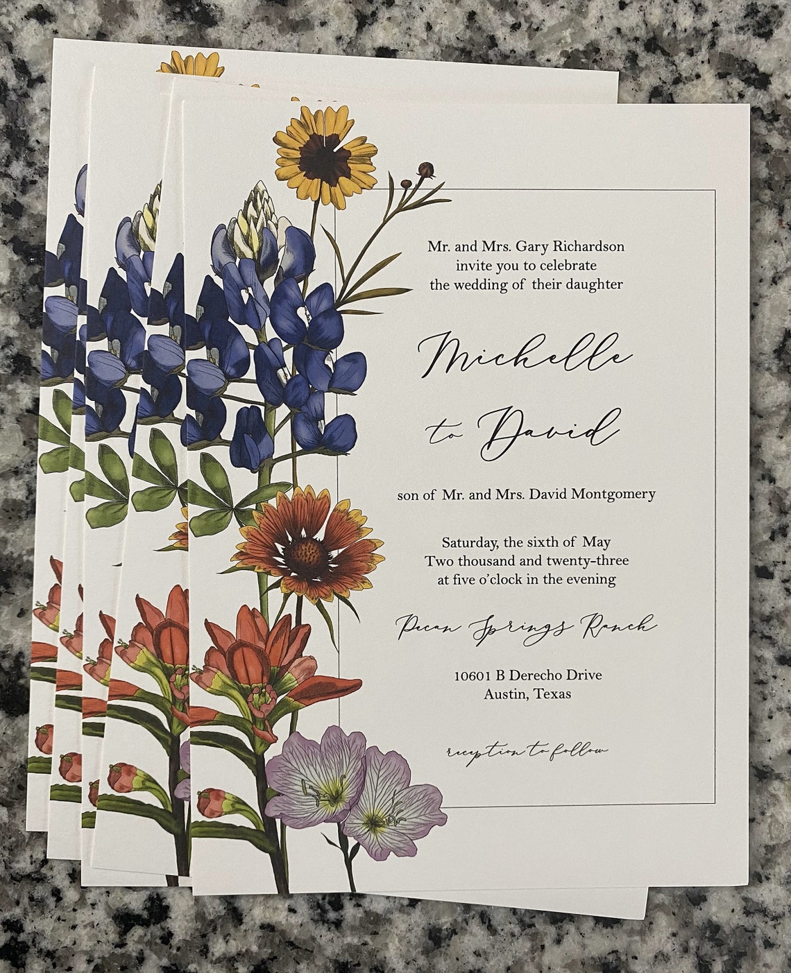 Texas Wildflower Wedding Invitation, 6 Piece Wedding Set - Etsy