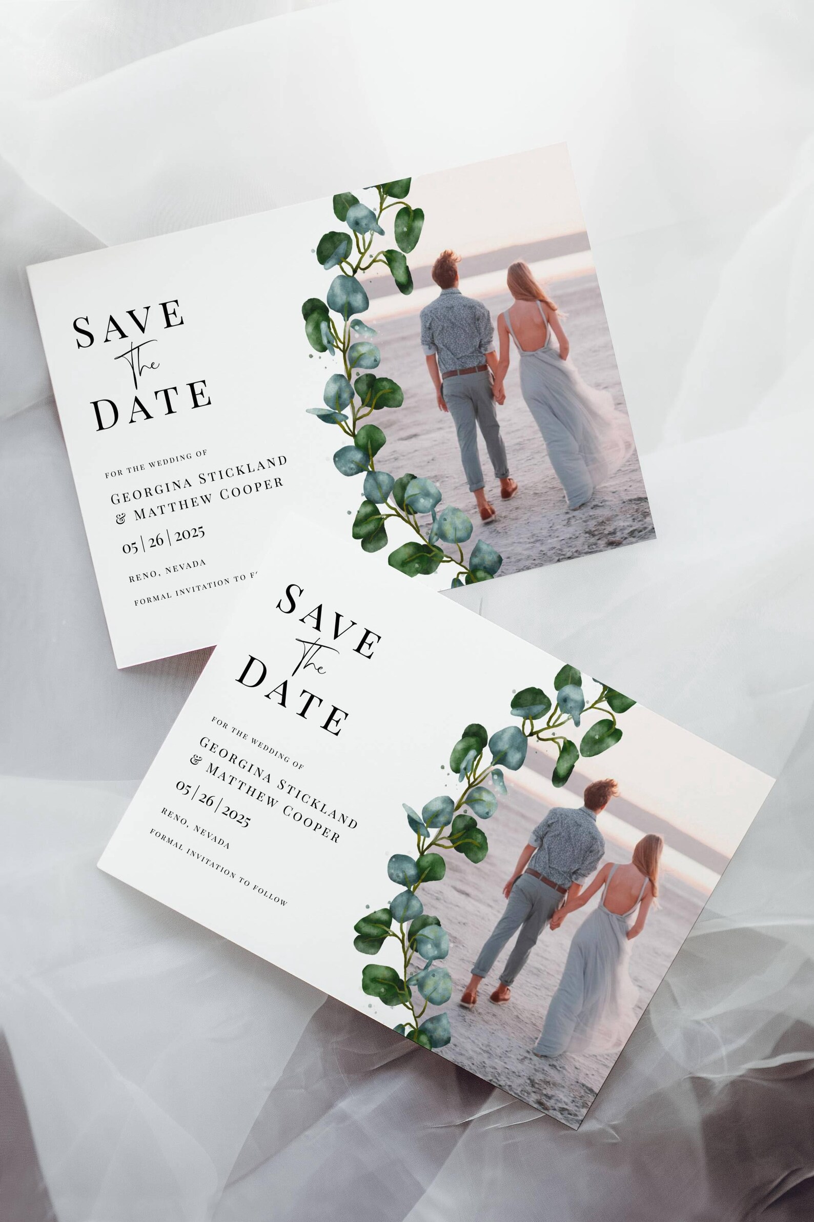 Eucalyptus Border Save the Date Template | Editable Digital Template - Etsy