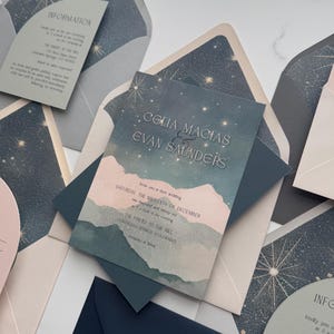 6 Piece Printed Midnight Sky Wedding Invitation - Etsy