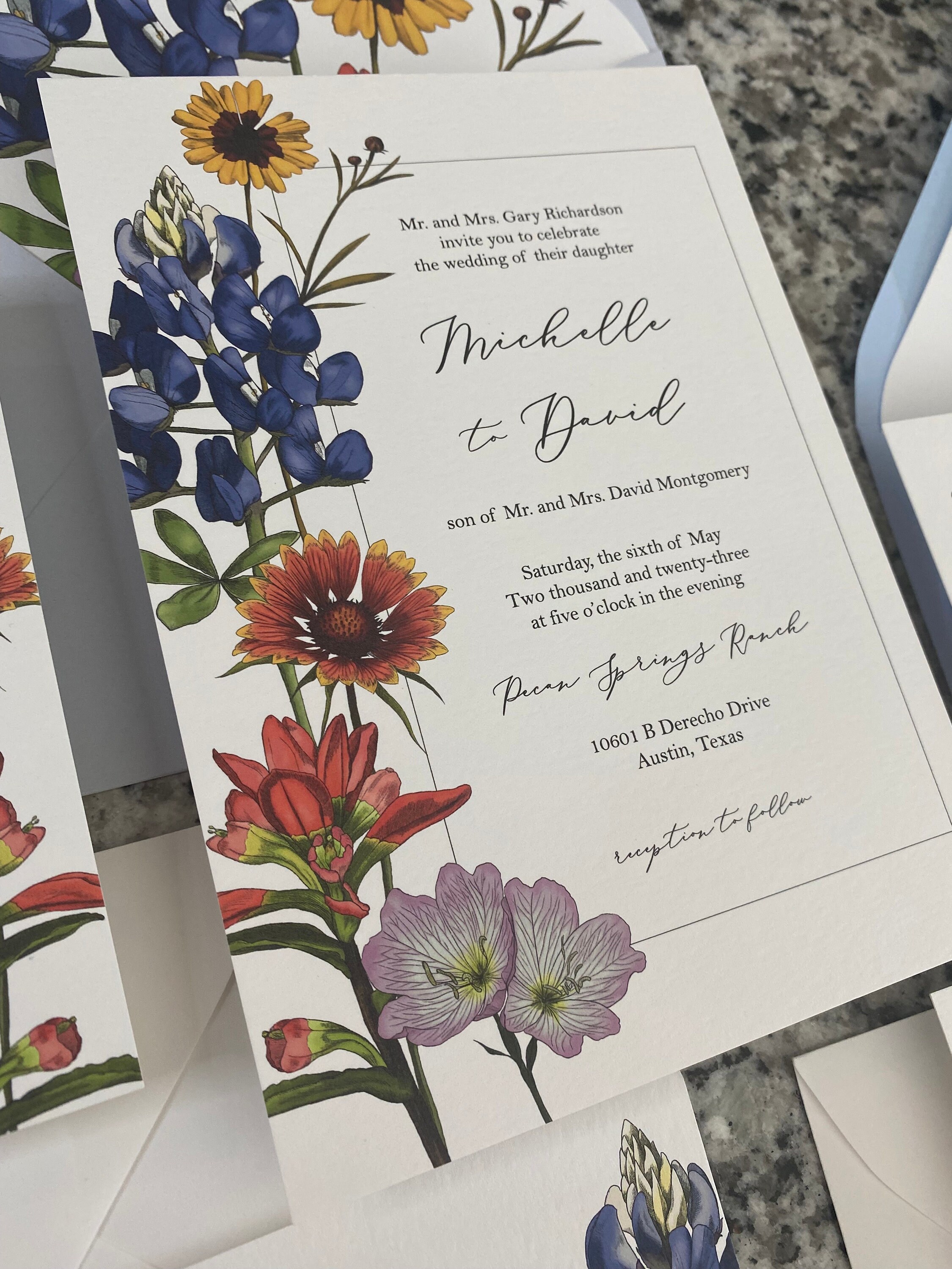 Texas Wildflower Wedding Invitation Suite Templates 3 Piece Wedding Set ...