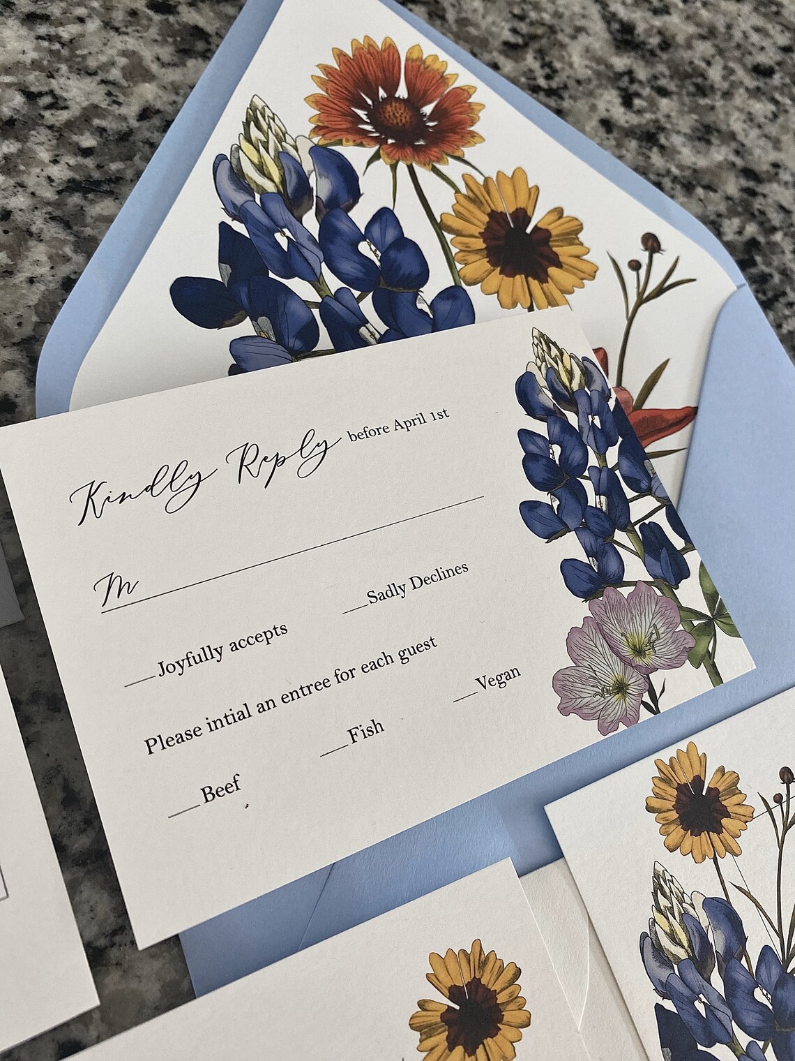 Texas Wildflower Wedding Invitation, 6 Piece Wedding Set - Etsy