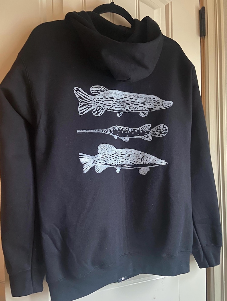 Freshwater Fish Hand Printed Full Zip Hoodie Jacket - Etsy