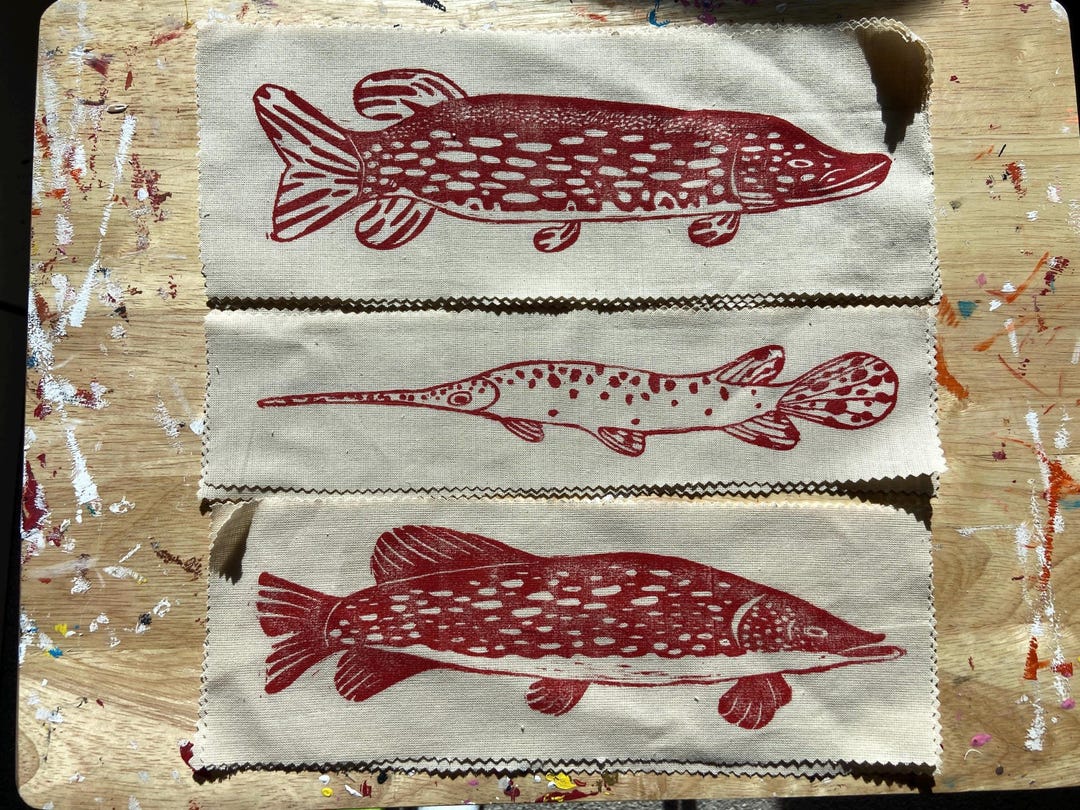 Freshwater Fish Hand Printed Large Sew on Patch Set - Etsy