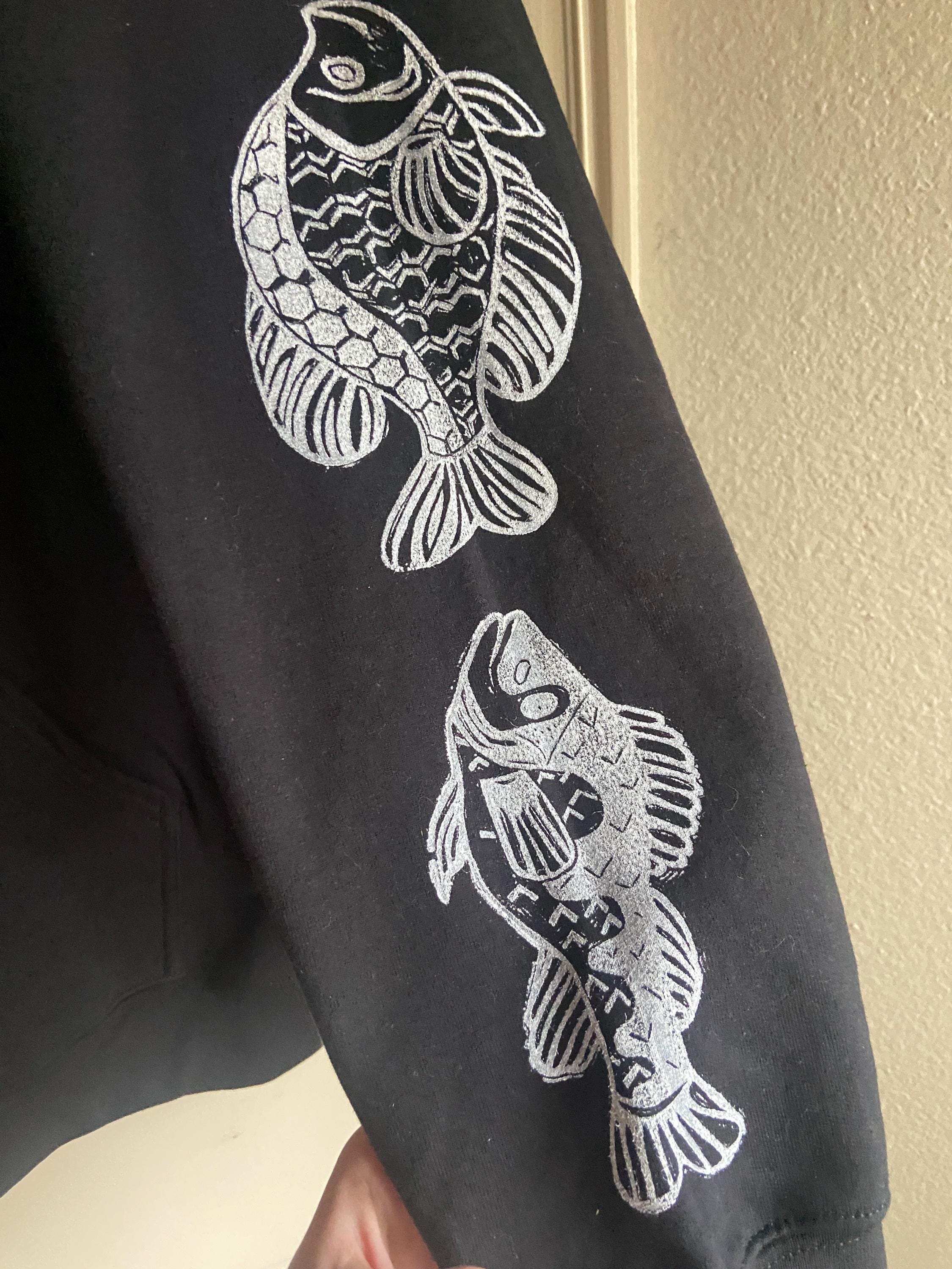 Freshwater Fish Hand Printed Full Zip Hoodie Jacket - Etsy