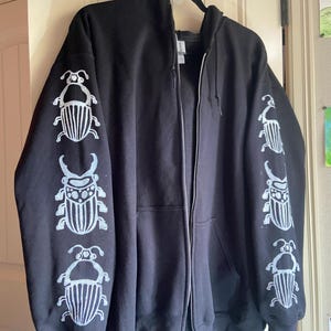 Beetles Buds Hand Printed Full Zip Hoodie Jacket - Etsy
