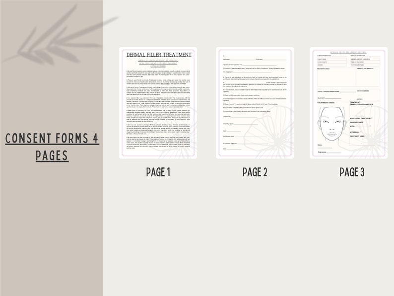 Dermal Fillers Treatment Forms, Editable Templates, Printable Skincare ...