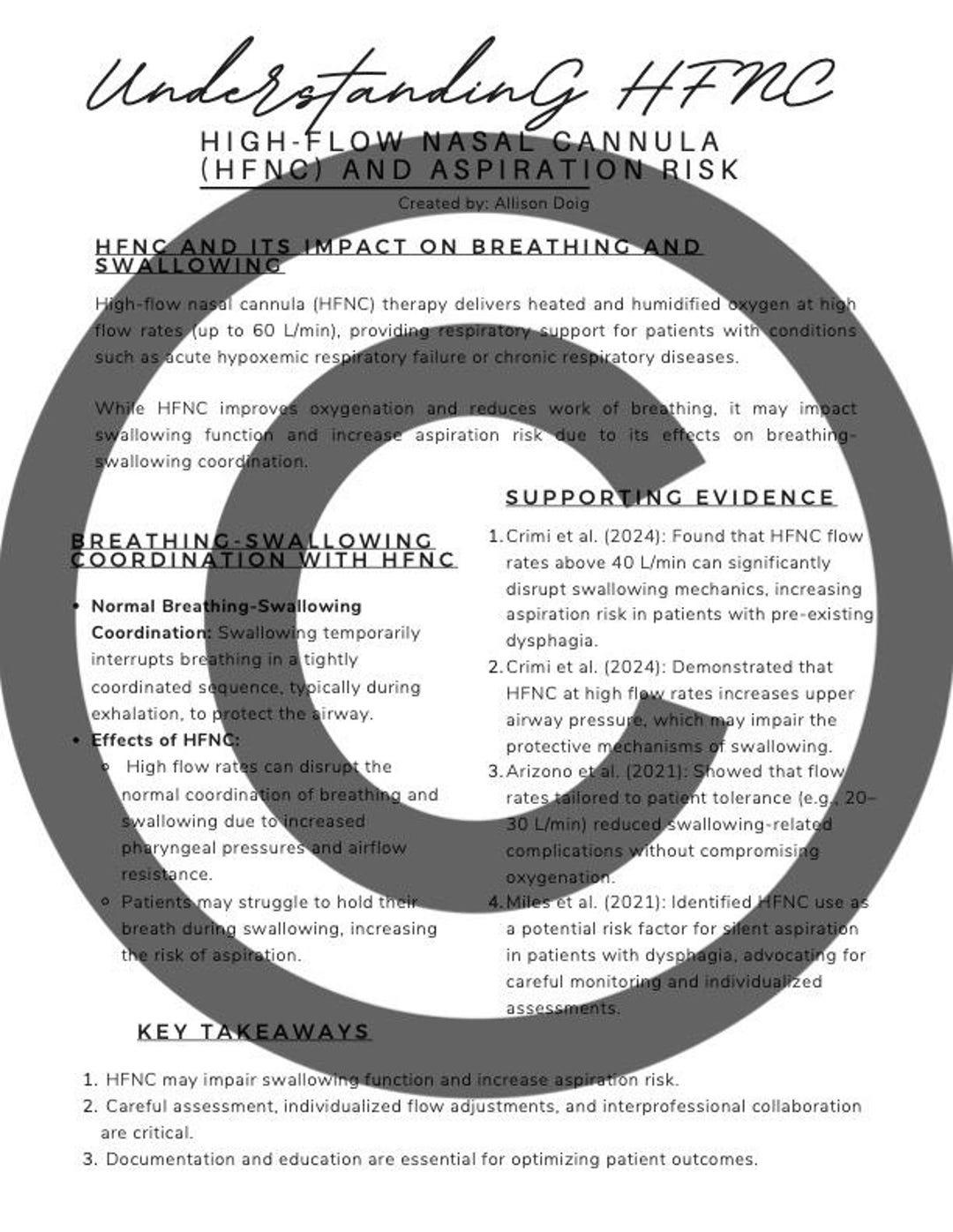 Understanding HFNC Medical SLP Handout - Etsy