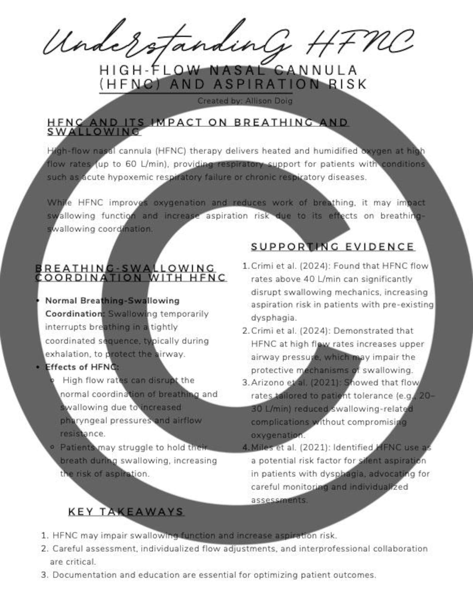 Understanding HFNC Medical SLP Handout - Etsy