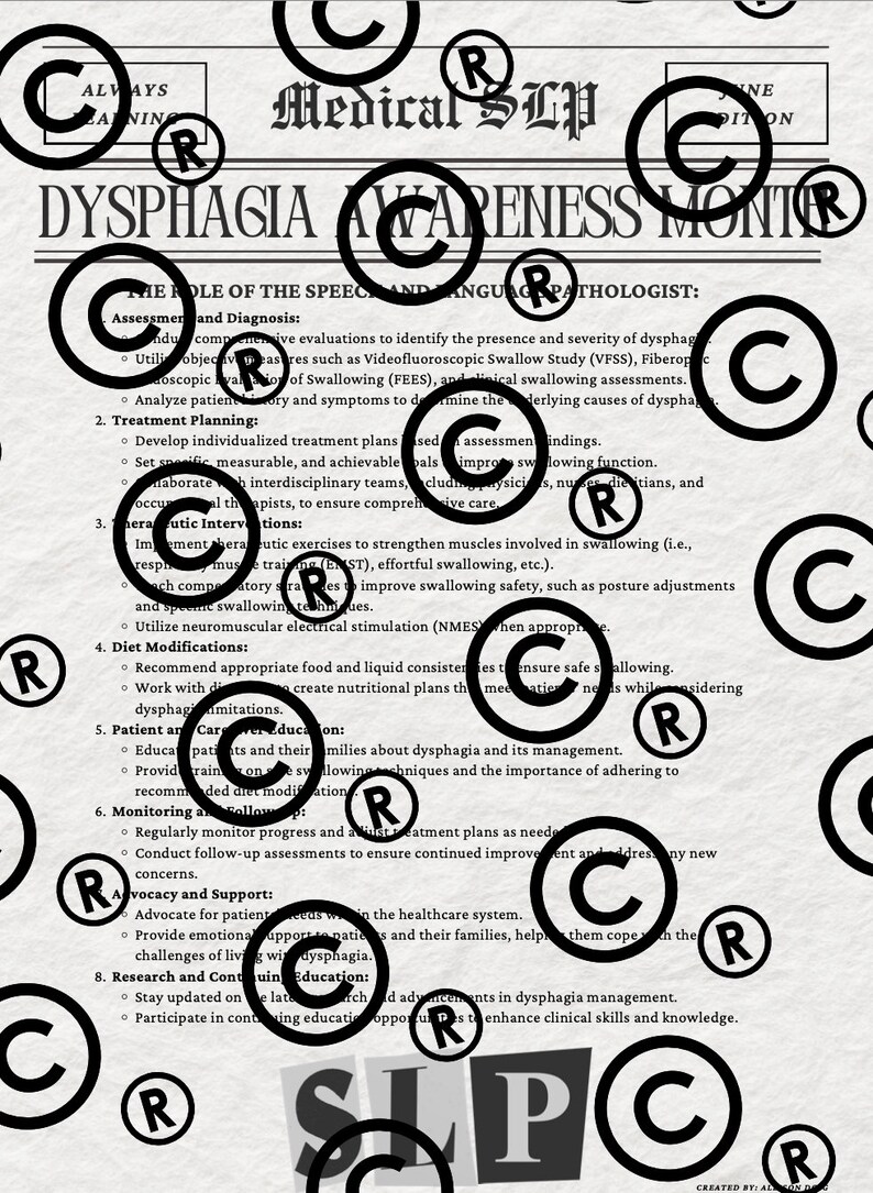 Dysphagia Handout/resource - Etsy