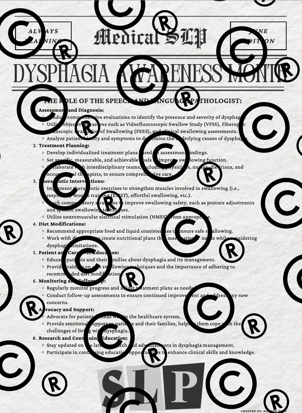 Dysphagia Handout/resource - Etsy