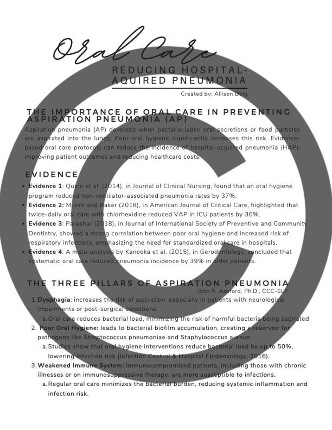 Oral Care Medical SLP Handout - Etsy