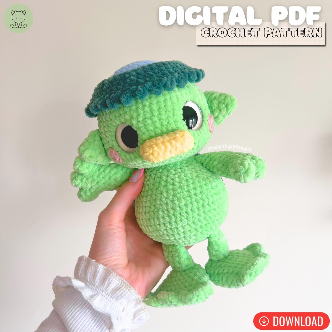 Pickles the Kappa Crochet Pattern | Amigurumi Swamp Monster (digital ...