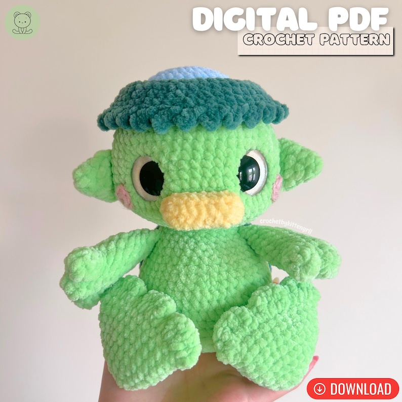 Pickles the Kappa Crochet Pattern | Amigurumi Swamp Monster (digital ...
