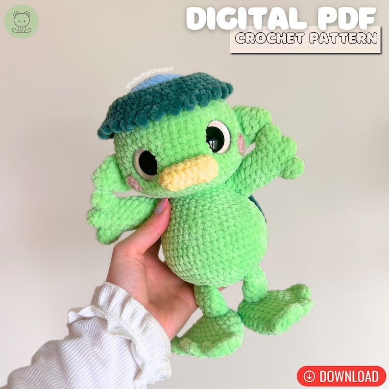 Pickles the Kappa Crochet Pattern | Amigurumi Swamp Monster (digital ...