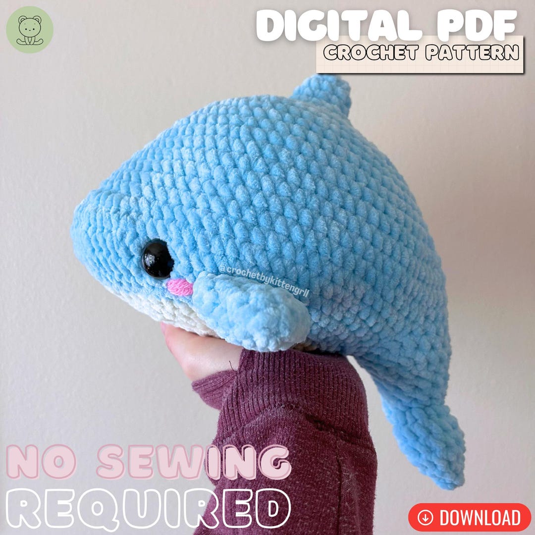 No-sew Dolphin Crochet Pattern DIGITAL PDF | Crochet Amigurumi, Aquatic ...