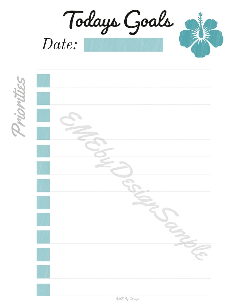 Daily Goals Printable - Etsy