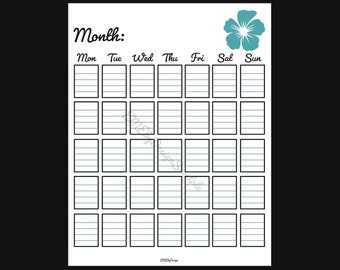 Undated Blank Calendar Printable - Etsy