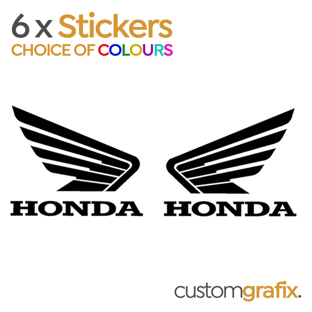 6 X Honda Wings Motorbike Tank Belly Pan Fairing Faring Sticker Decals ...