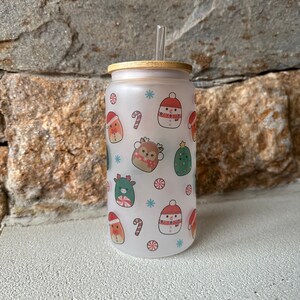 Squishmallow Glass Mason Jar Cup, Bamboo Lid, Clear or Frosted - Etsy