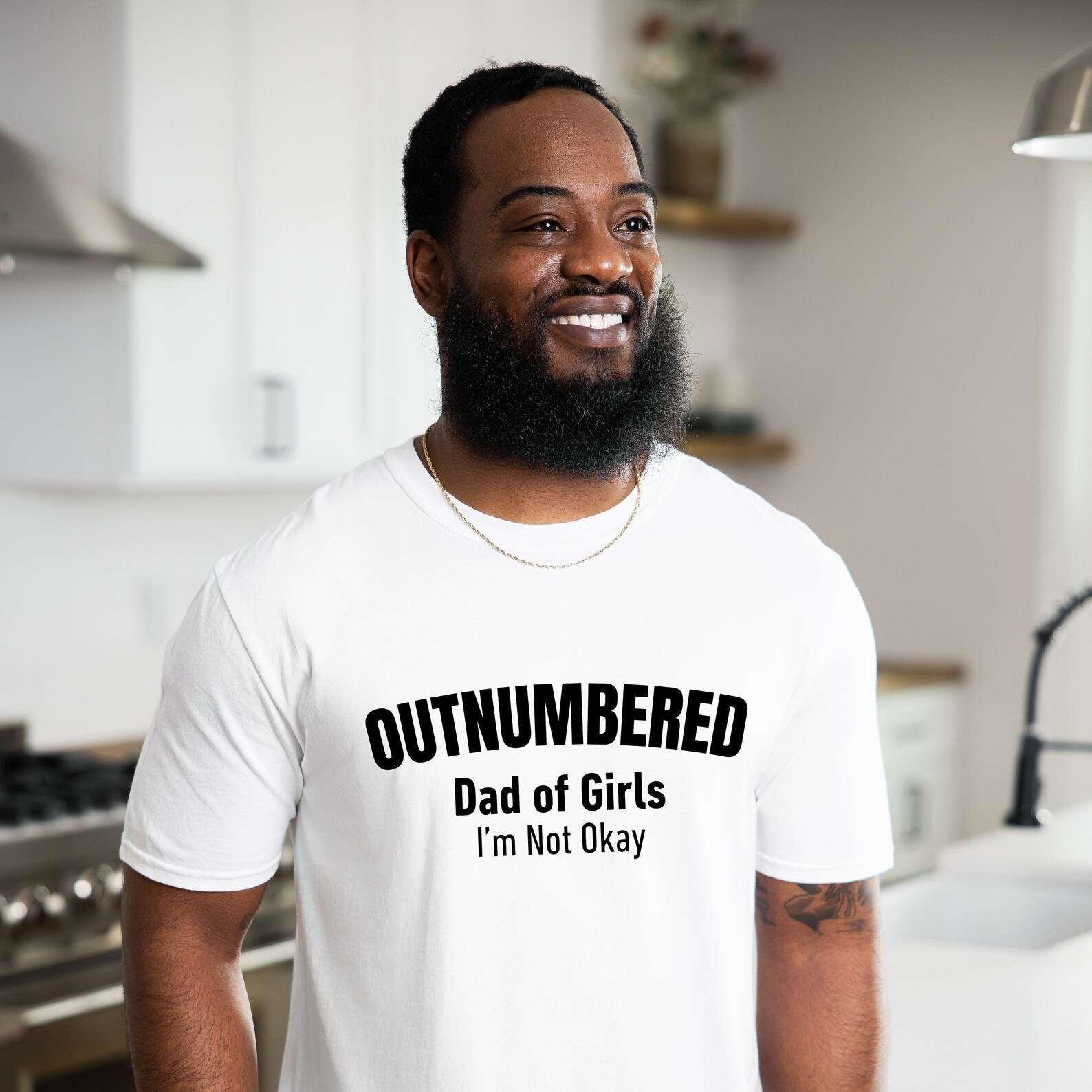 Outnumbered Dad of Girls Father's Day Shirt Funny Gift for Dads With ...
