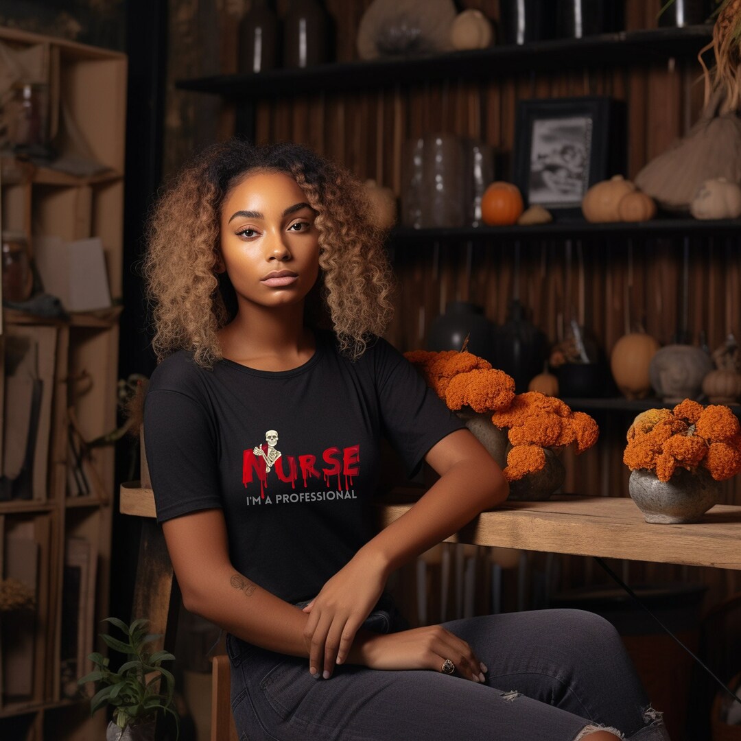 Nurse Shirt With Skeleton Thumbs up - Edgy and Fun 'nurse Lettering ...