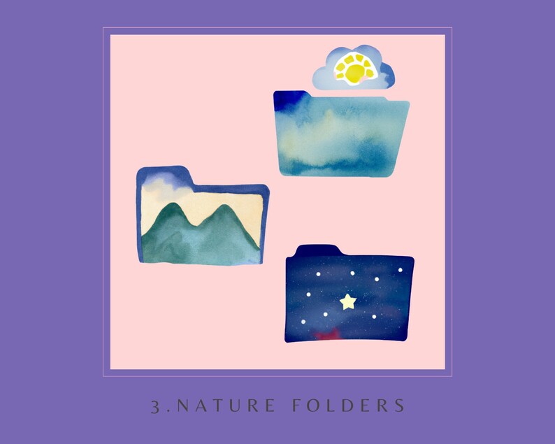 15 Watercolor Desktop Folder Icons - PNG & Vector Desktop Icons - Cute ...