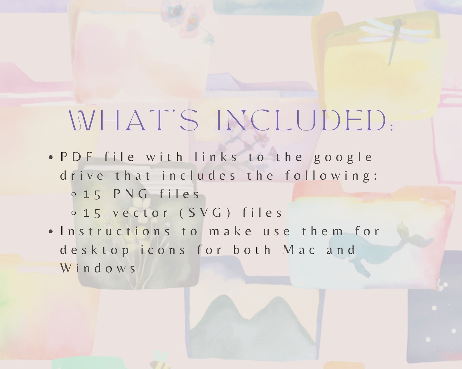 15 Watercolor Desktop Folder Icons - PNG & Vector Desktop Icons - Cute ...