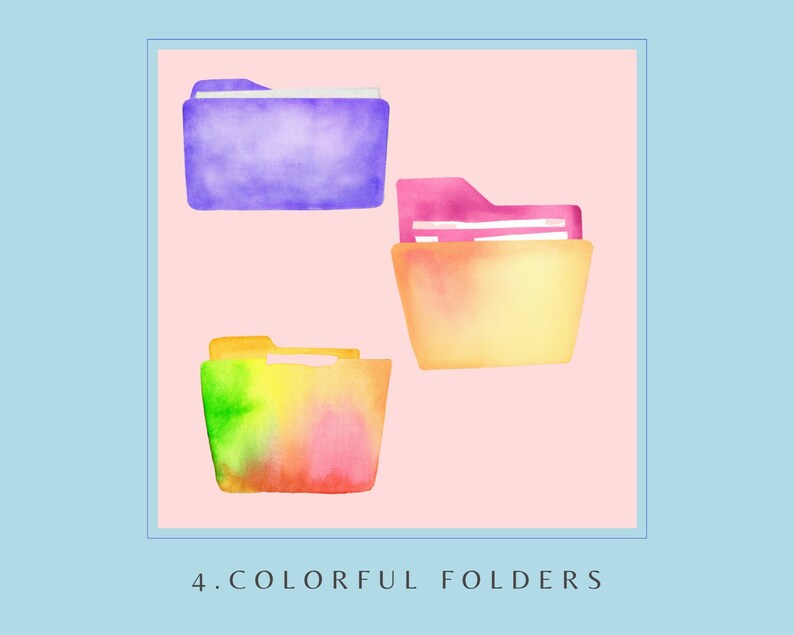 15 Watercolor Desktop Folder Icons - PNG & Vector Desktop Icons - Cute ...