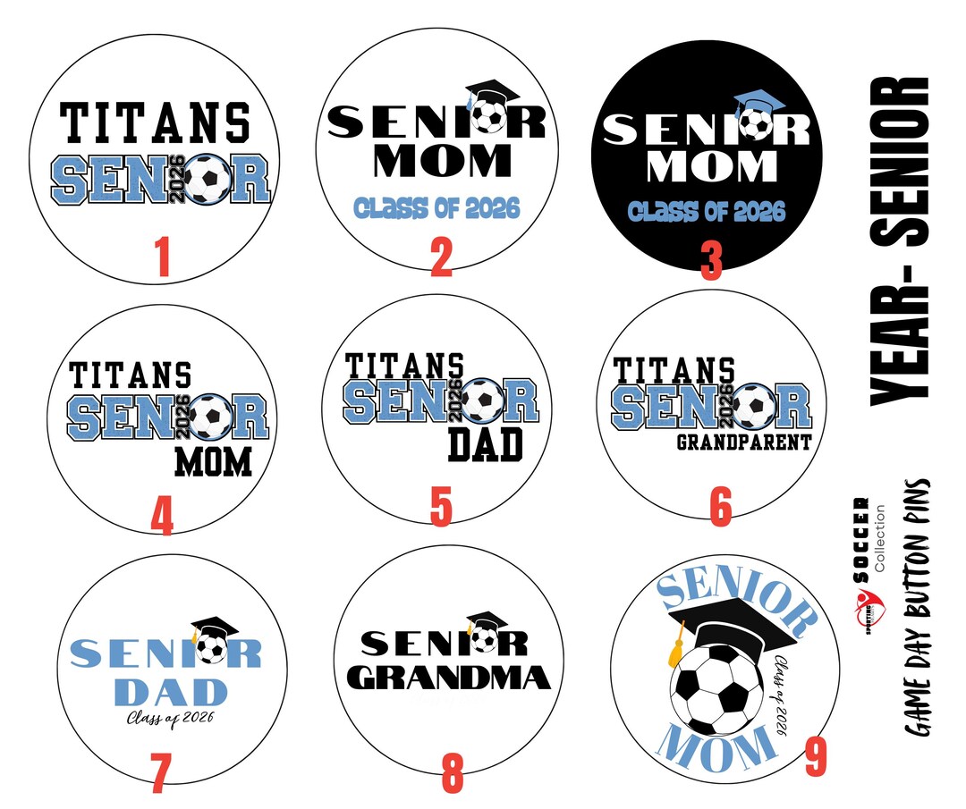 Game Day Personalized Soccer Button Pins- Senior Year - Etsy