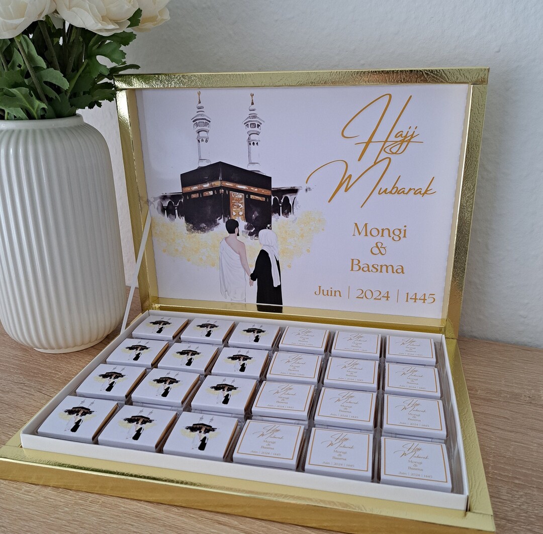 Personalized Chocolate Box Umrah Mubarak Gift Guest Gift in Various ...