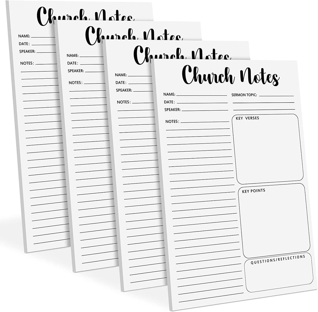 Church Notes Template 5.5 X 8.5 Inch Tear Away Sermon Note 4 Pack - Etsy