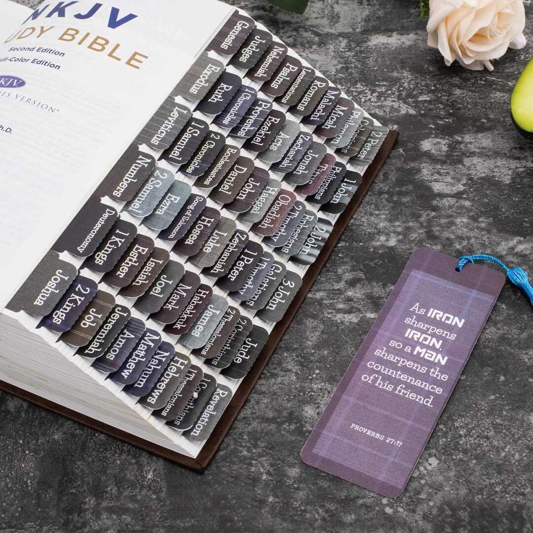 Faded Plaid Gray Bible Tabs/90 Bible Index Tabs/66 Tabs for Old and New ...