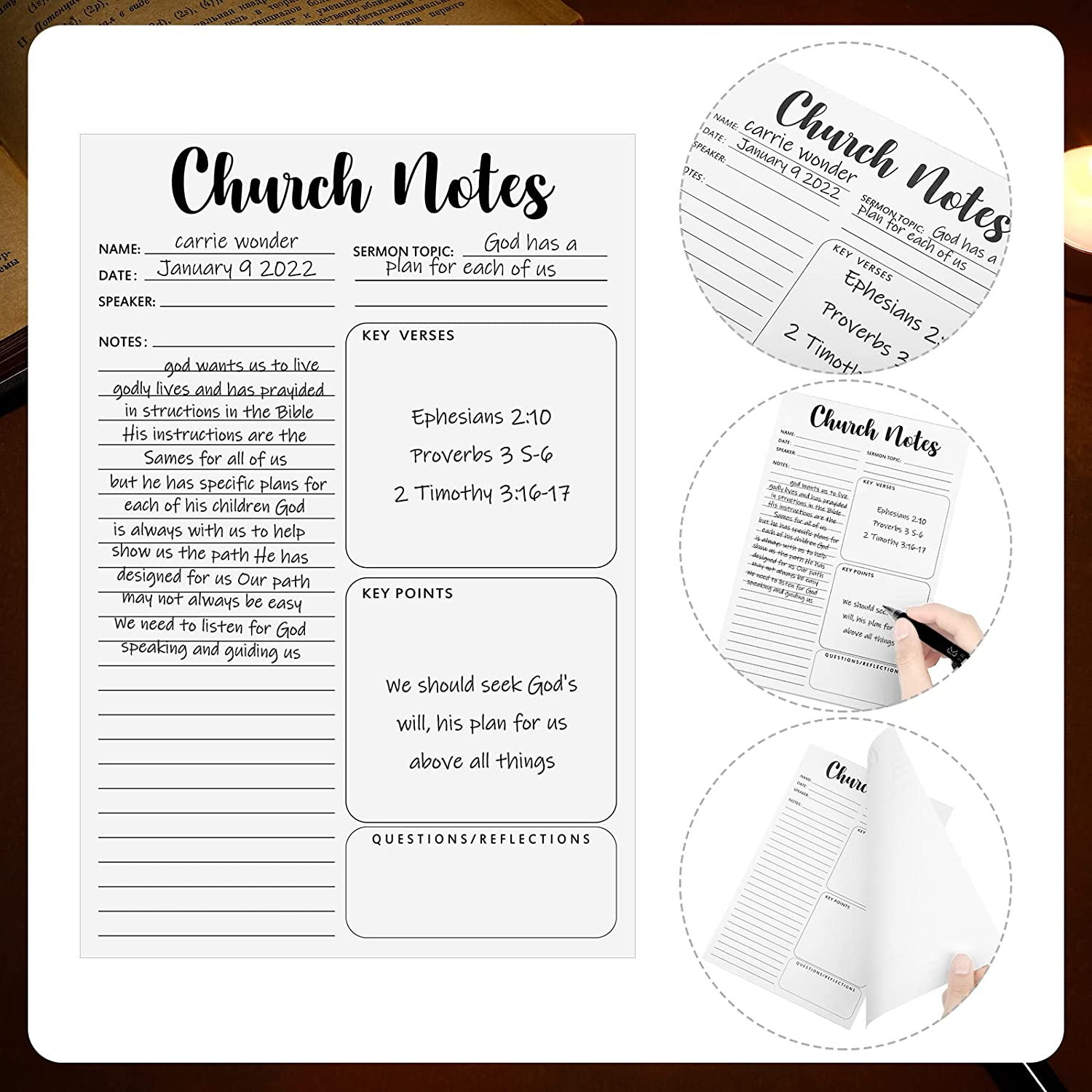 Church Notes Template 5.5 X 8.5 Inch Tear Away Sermon Note 4 Pack - Etsy