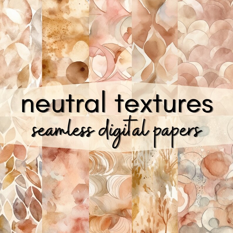 Neutral Textures 12 Neutral Watercolor Backgrounds seamless Designs and ...