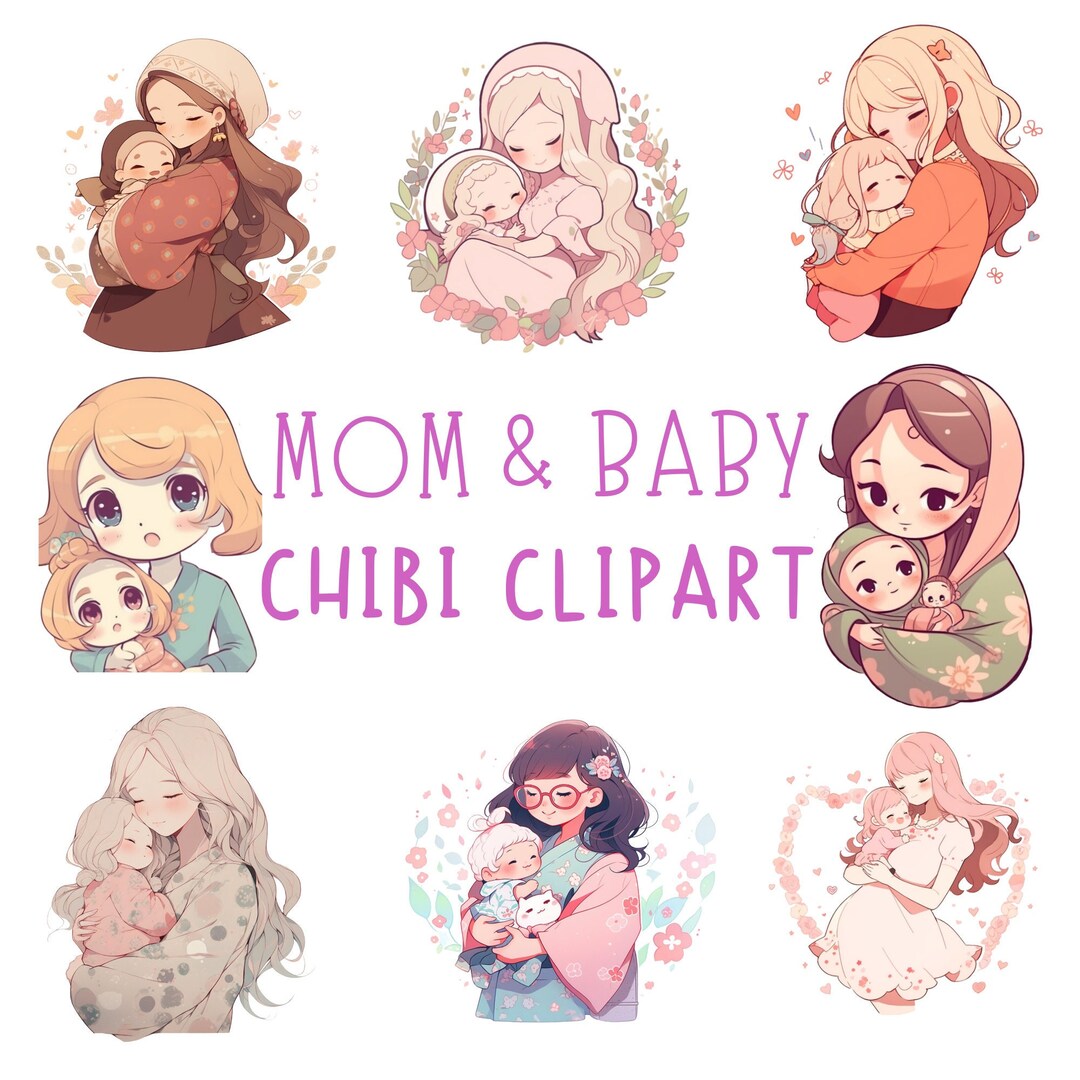 Mom and Baby Clipart 9 Chibi Clipart of Moms and Babies, Motherhood ...