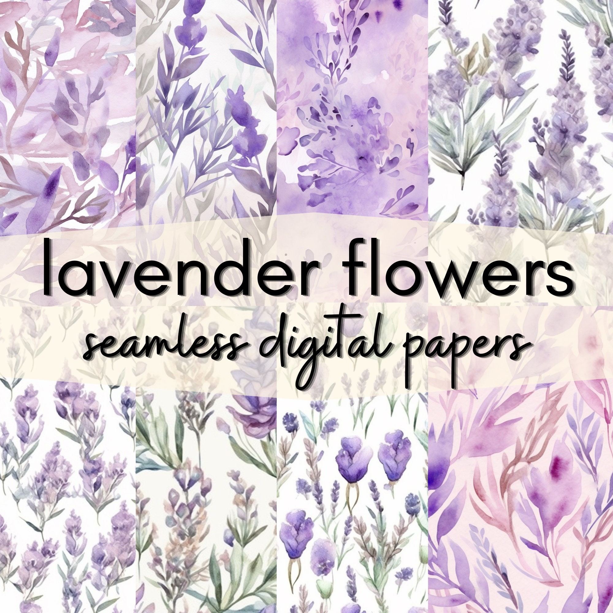 Lavender Watercolor Flowers 8 Digital Watercolor Paper Textures ...