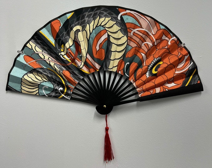 Japanese Style Snake/ Chrysanthemum Fan - Etsy
