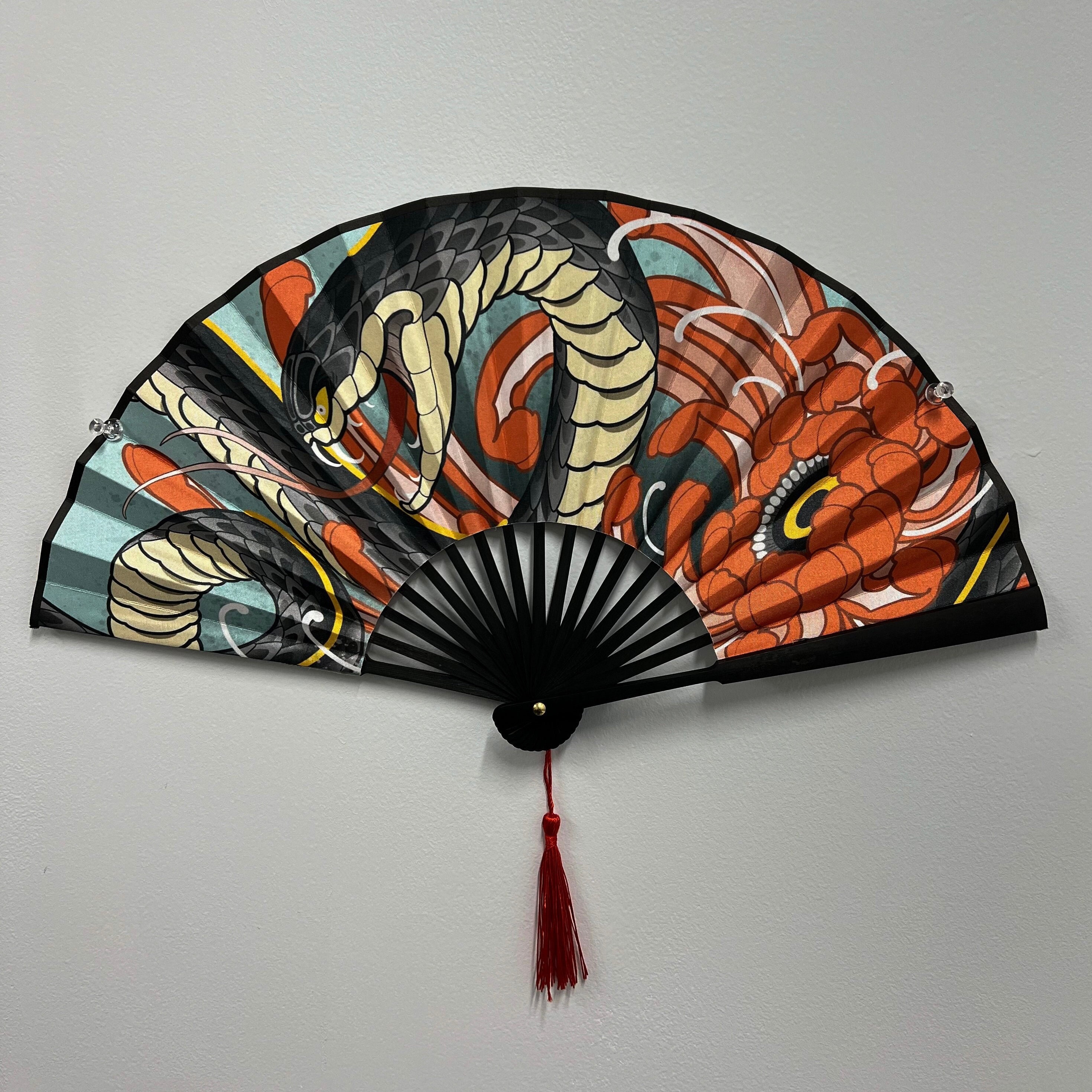 Japanese Style Snake/ Chrysanthemum Fan - Etsy