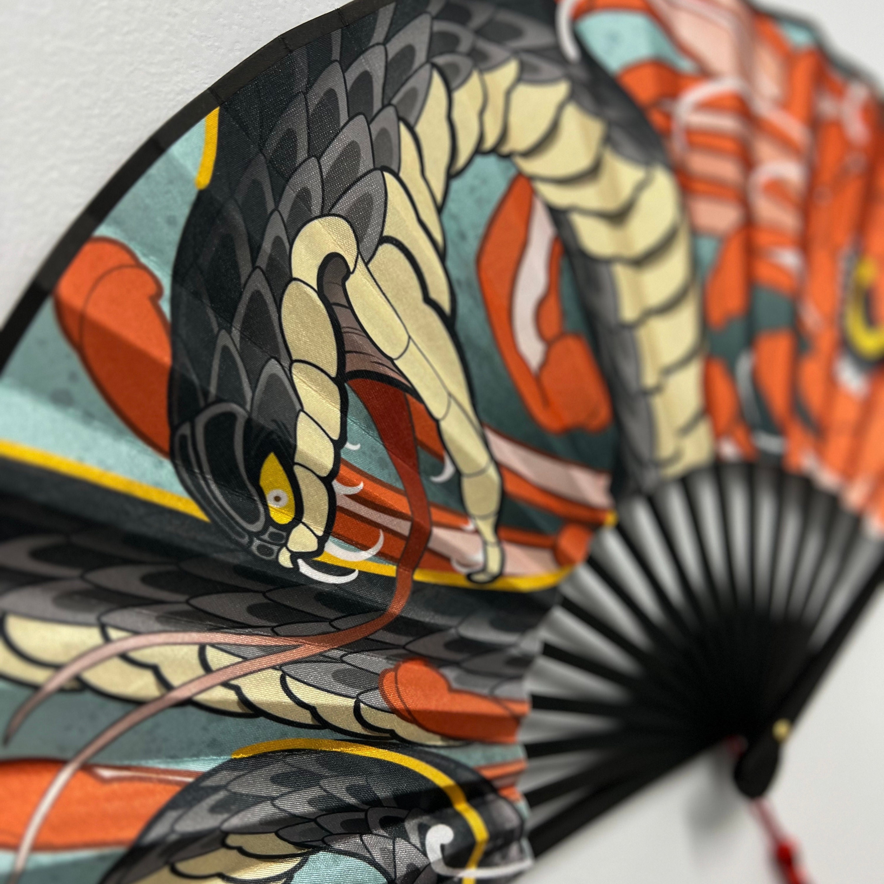 Japanese Style Snake/ Chrysanthemum Fan - Etsy