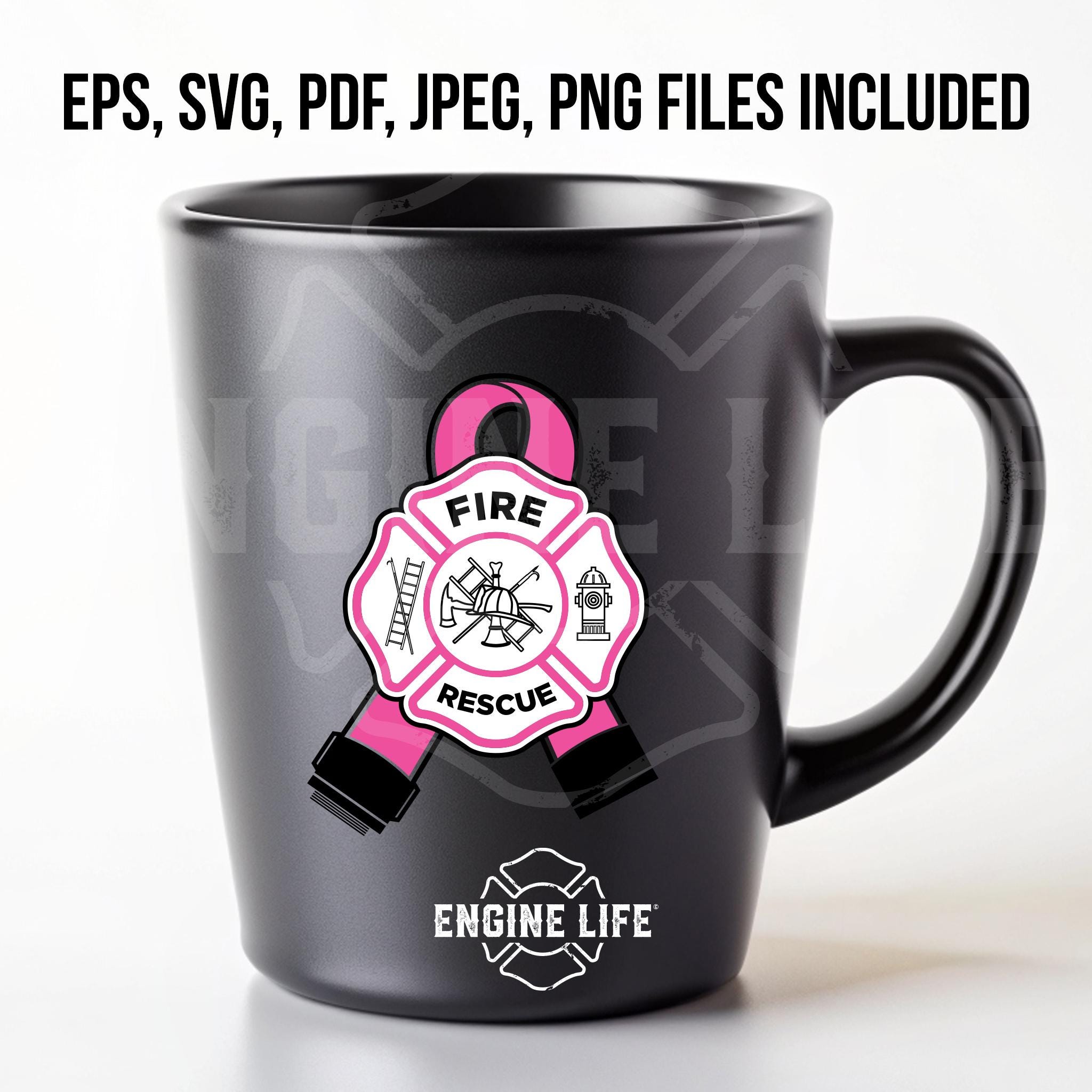 Breast Cancer Awareness Ribbon Firefighter Maltese Cross (digital ...