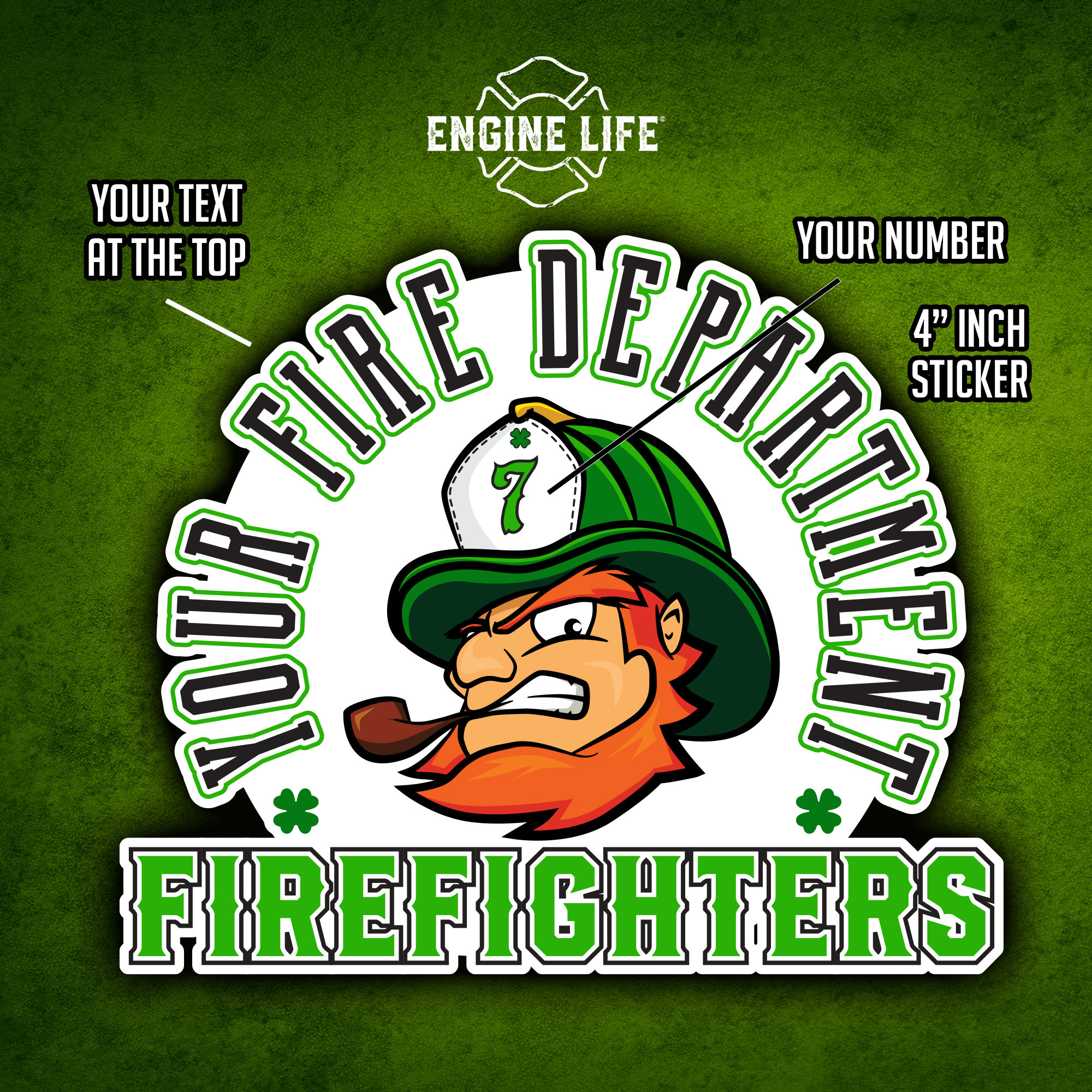 10 Custom St. Patricks Day Fire Department Sticker Fire Department ...