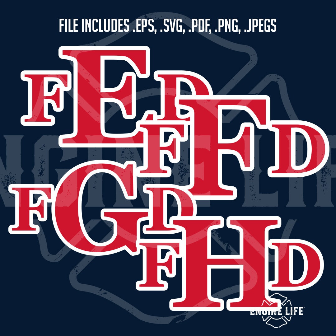 Firefighter Scramble Logos Alphabet, FD Monogram Designs (digital ...