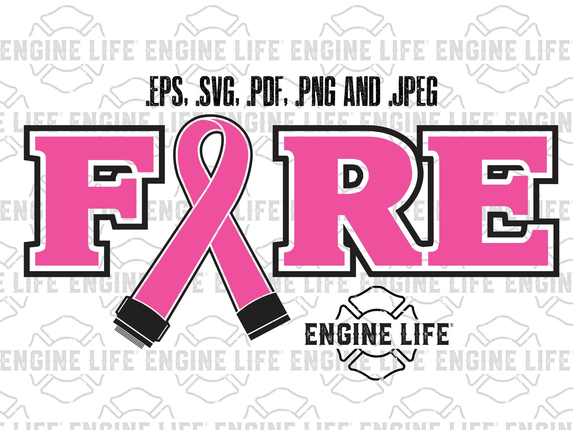 Firefighter Breast Cancer Awareness Ribbon Graphic (digital Download ...