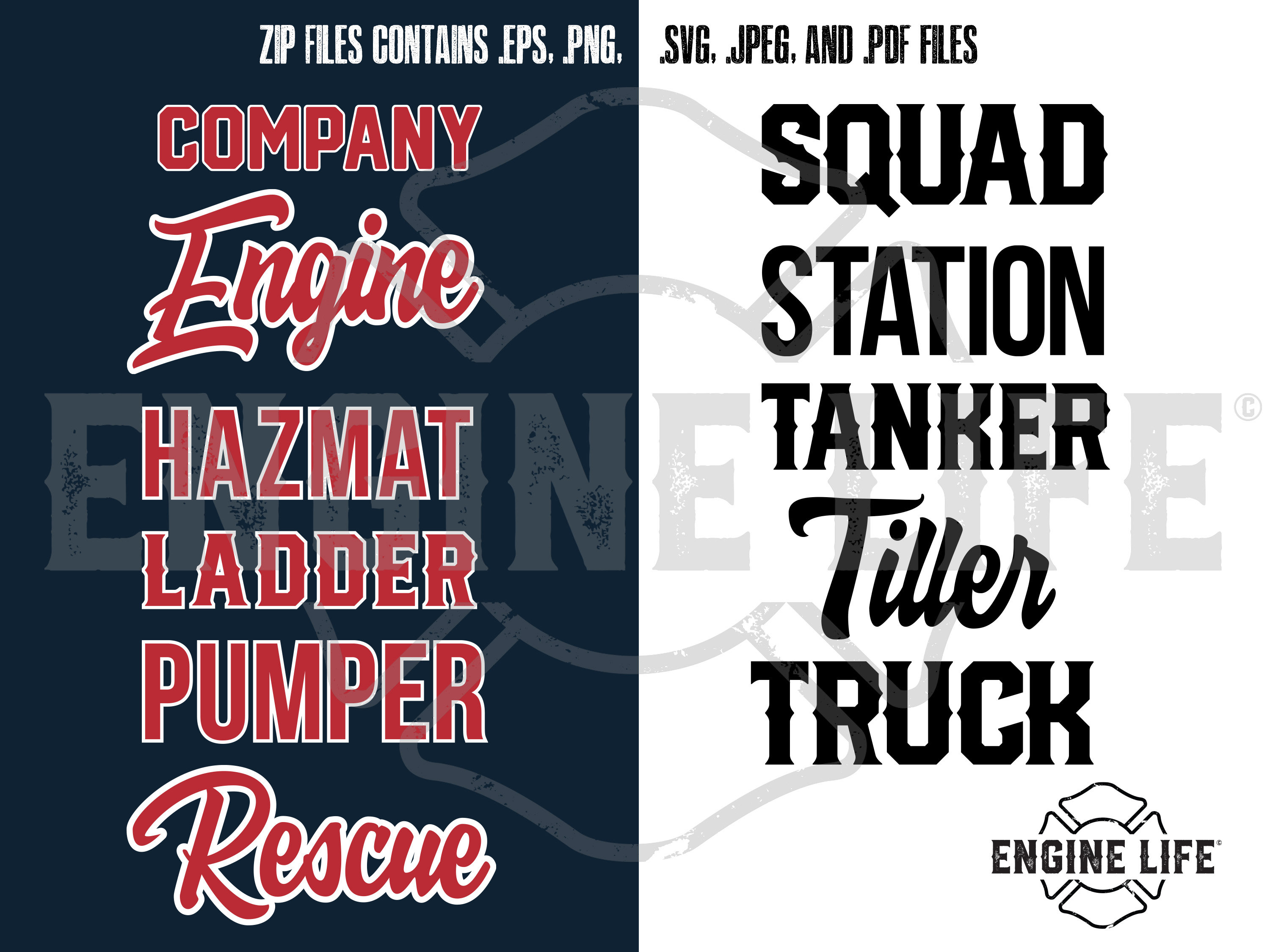 Engine Ladder Truck Company Station Battalion Hazmat Rescue Squad ...