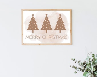 MERRY CHRISTMAS Printable Artwork for Holiday Decor, Greenery and Fruit ...